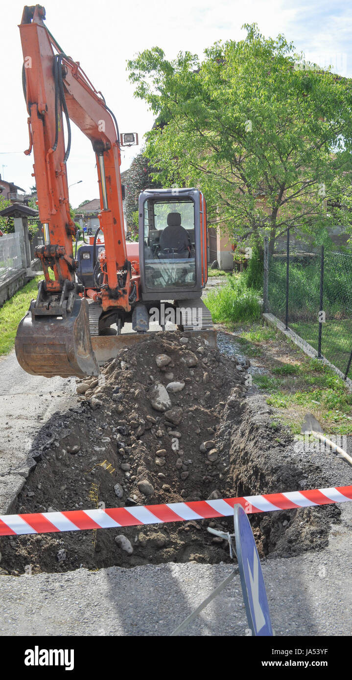 excavation, sewage, sewages, water, pipe, road, street, piping, tube ...