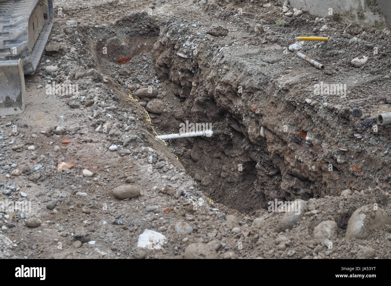 excavation, sewage, sewages, water, pipe, road, street, piping, tube ...