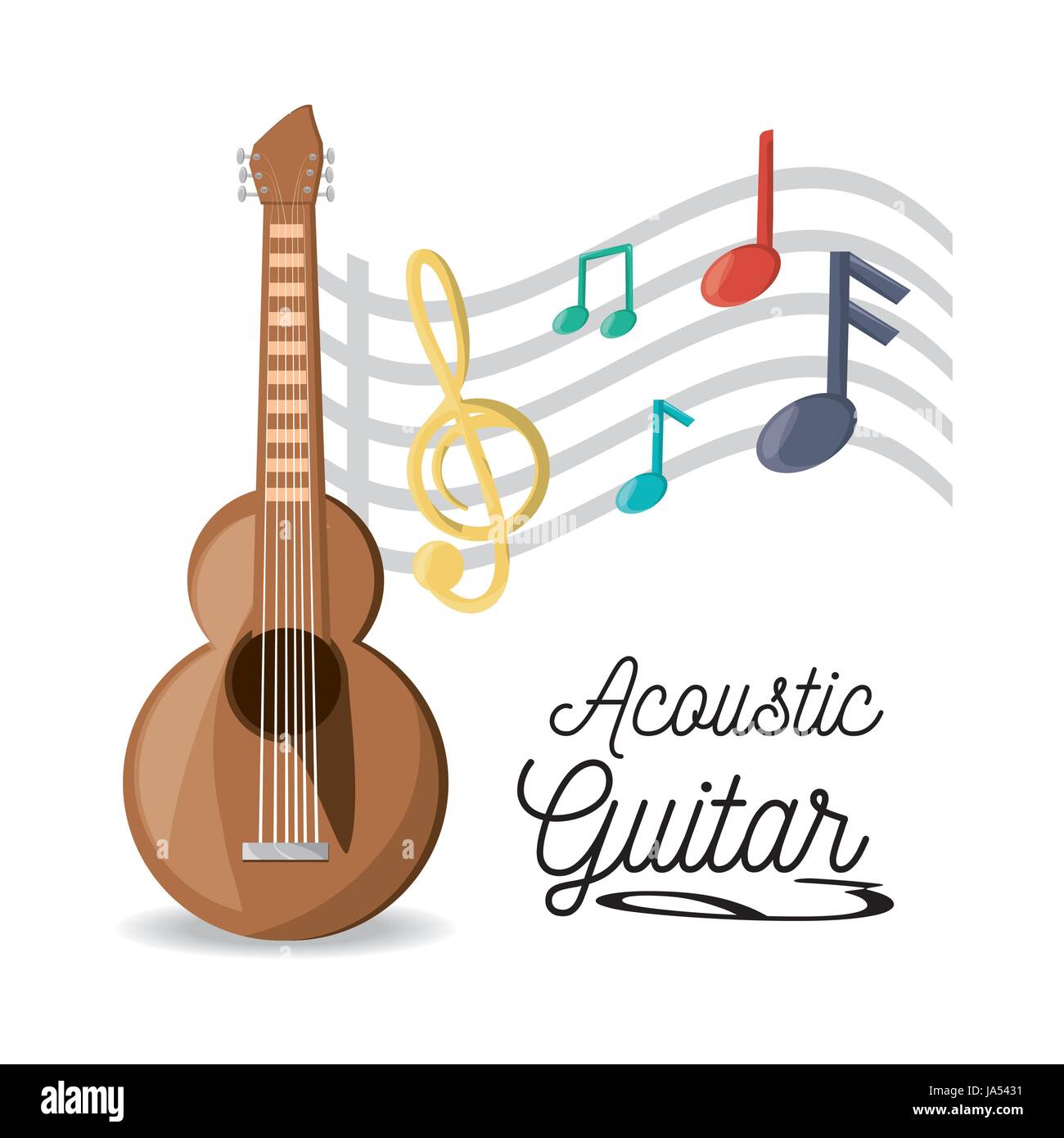 acoustic guitar with musical notes Stock Vector Image & Art - Alamy