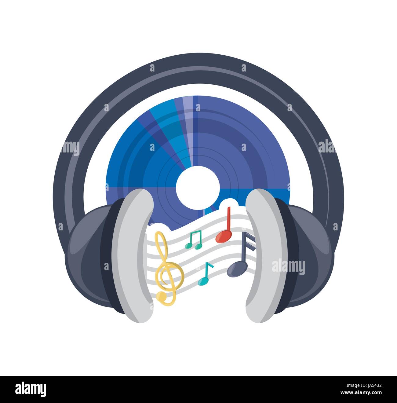 cd musical notes and headphone concept Stock Vector Image & Art - Alamy