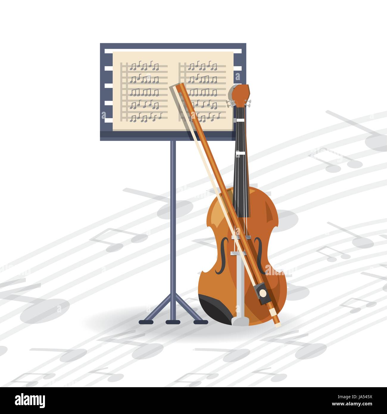violin instrument with music sheet concept music Stock Vector Image ...