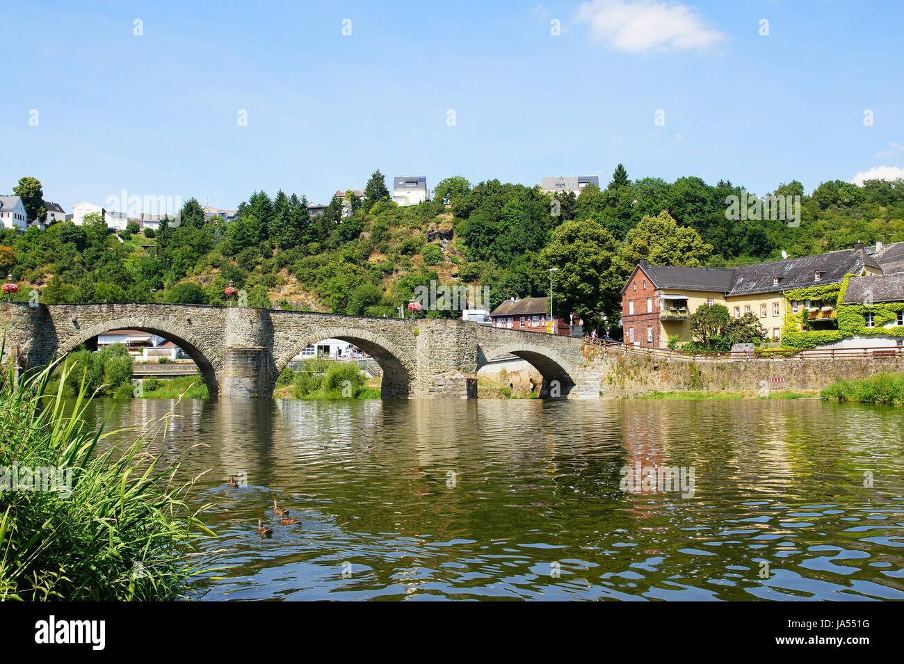 bridge, germany, german federal republic, blue, house, building ...