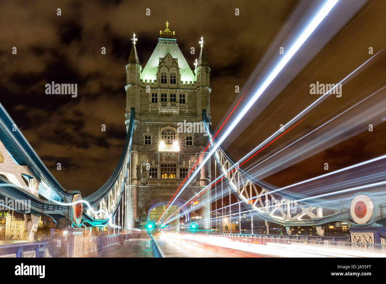 Light trails along Tower Bridge in London, UK Stock Photo - Alamy