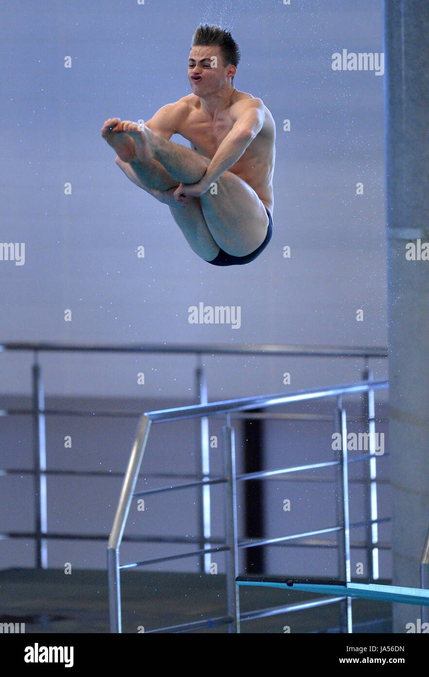 Jack Maslam competing in the Men's 3m final during the British Diving ...