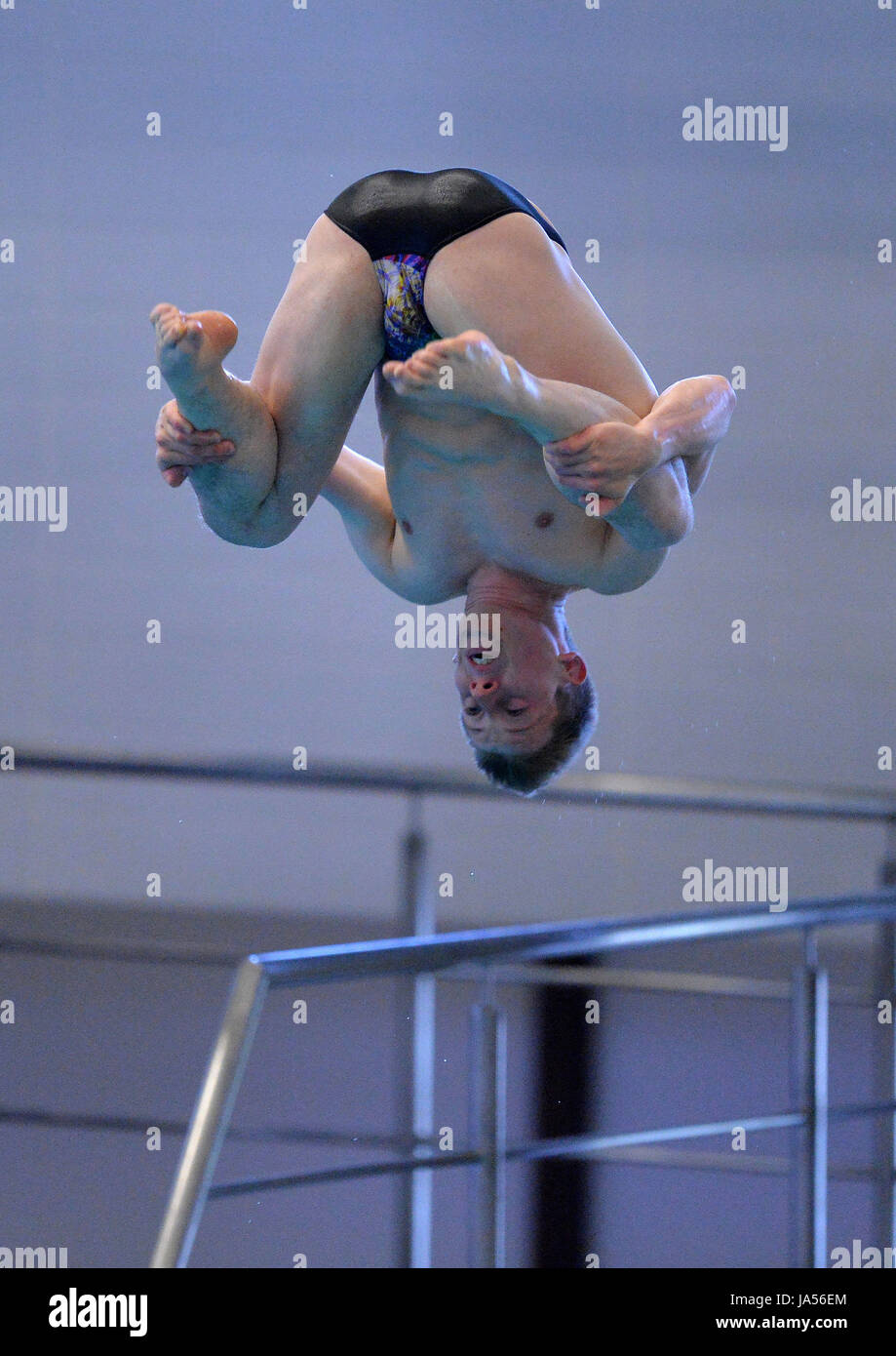 James Denny competing in the Men's 3m final during the British Diving ...