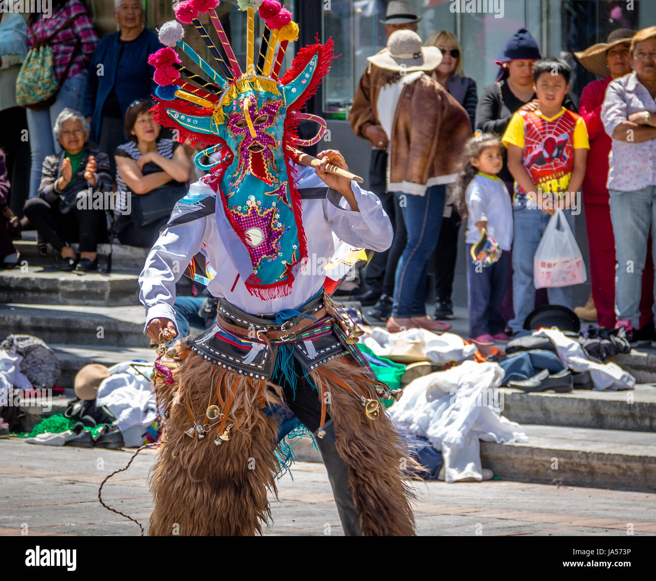 Group in local costume performing ecuadorian traditional dance - Quito ...