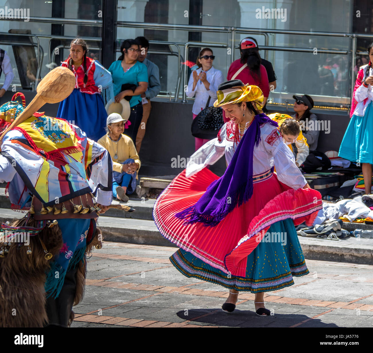 Group in local costume performing ecuadorian traditional dance - Quito ...