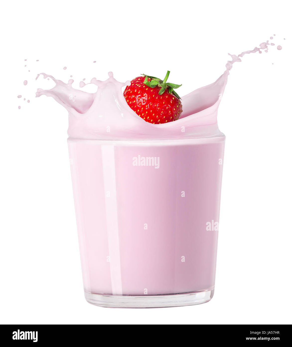 strawberry falling into milk Stock Photo - Alamy