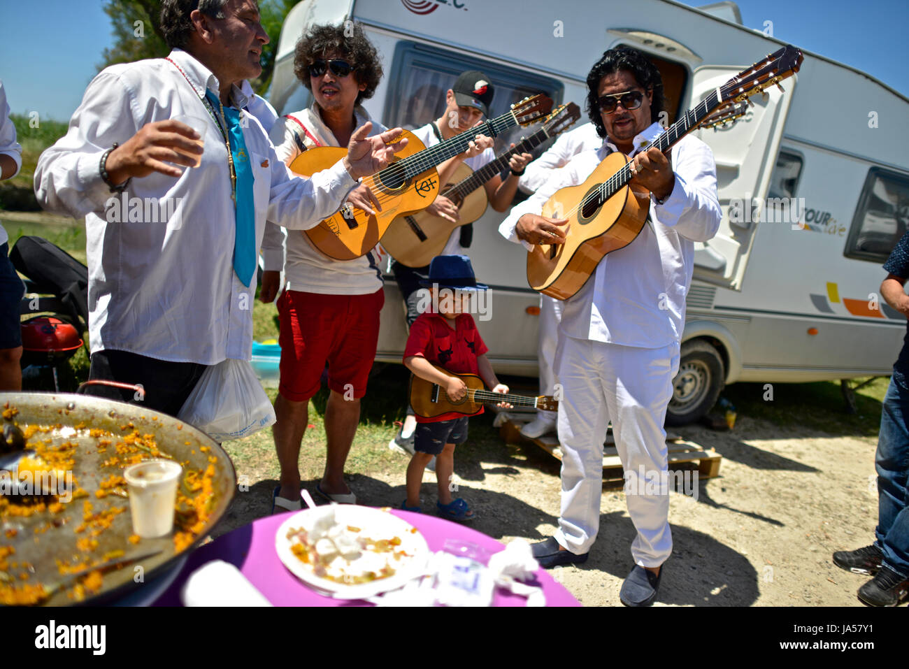 Gypsies camp during several days during the Gypsy Festival where ...