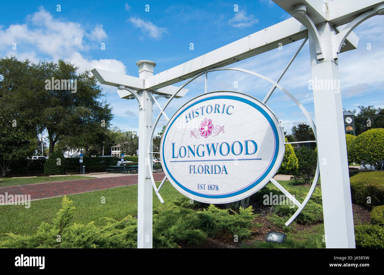 Longwood Florida 1878 sign in downtown small town Stock Photo - Alamy