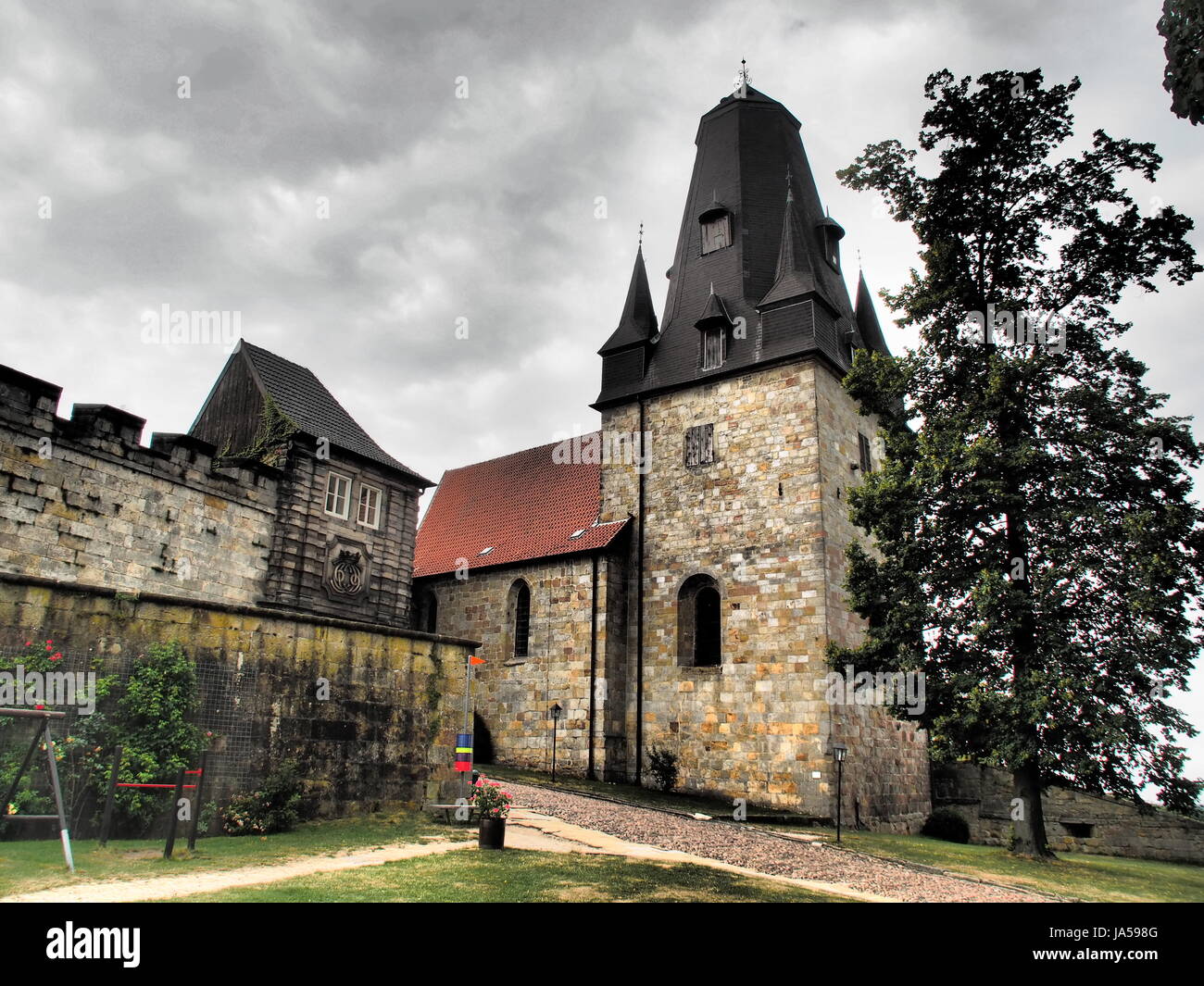 wall, chateau, castle, tower, stone, wall, towers, lower saxony, county ...