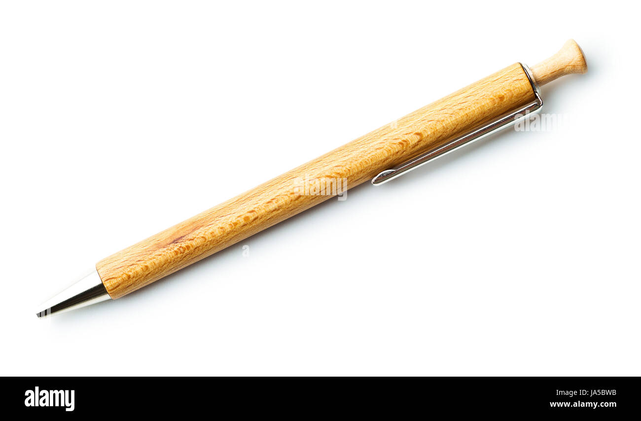 Wooden ballpoint pen isolated on white background Stock Photo - Alamy