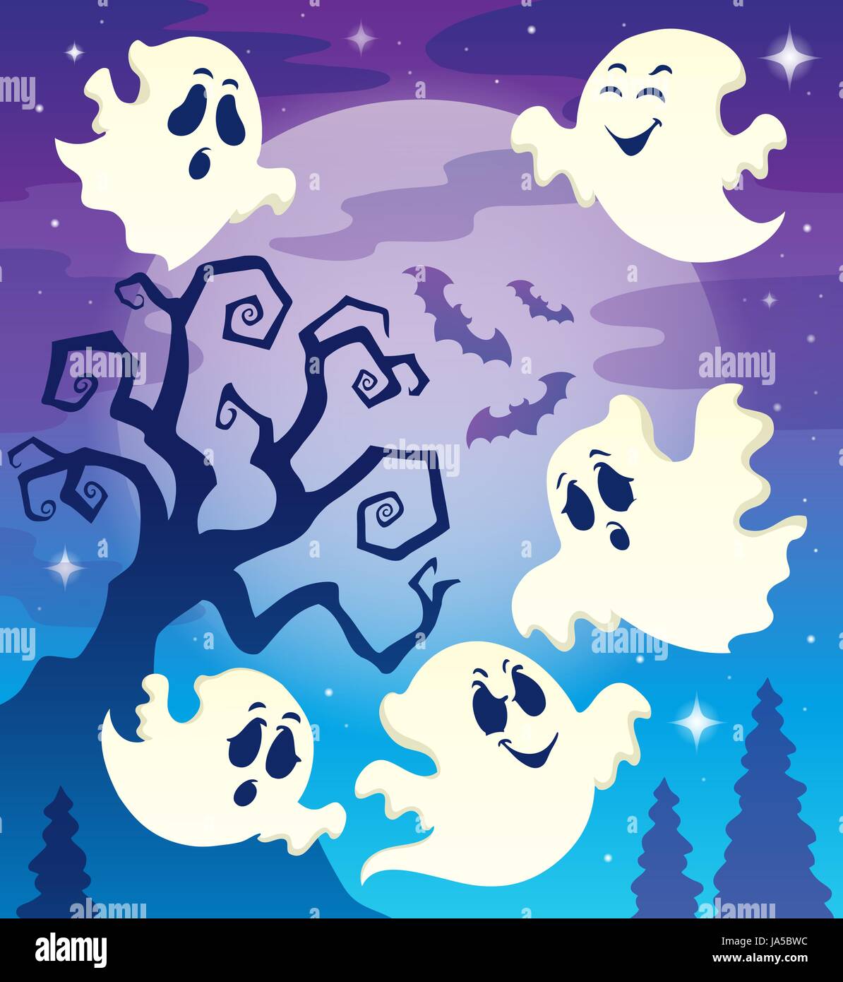 art, tree, graphic, night, nighttime, moon, wing, evening, illustration ...