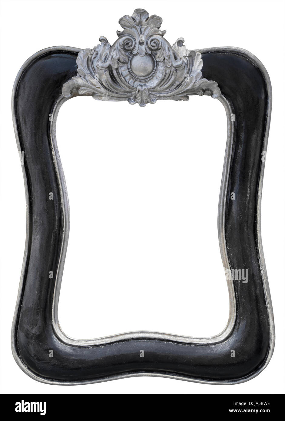 Black silver vintage picture frame isolated on white background with ...