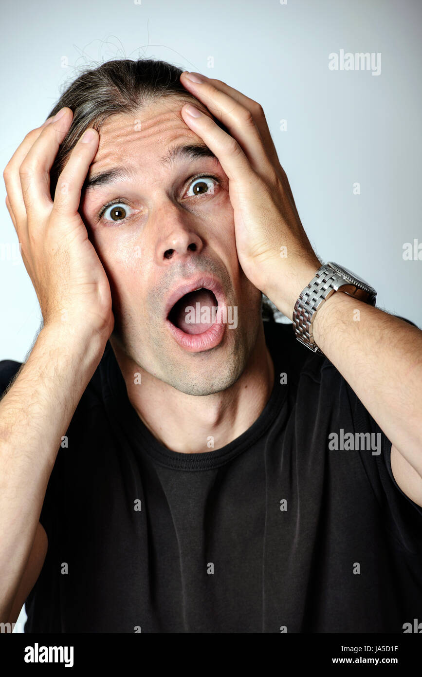 panic, fear, horror, anxious, afraid, fright, shock, man, hand, hands ...