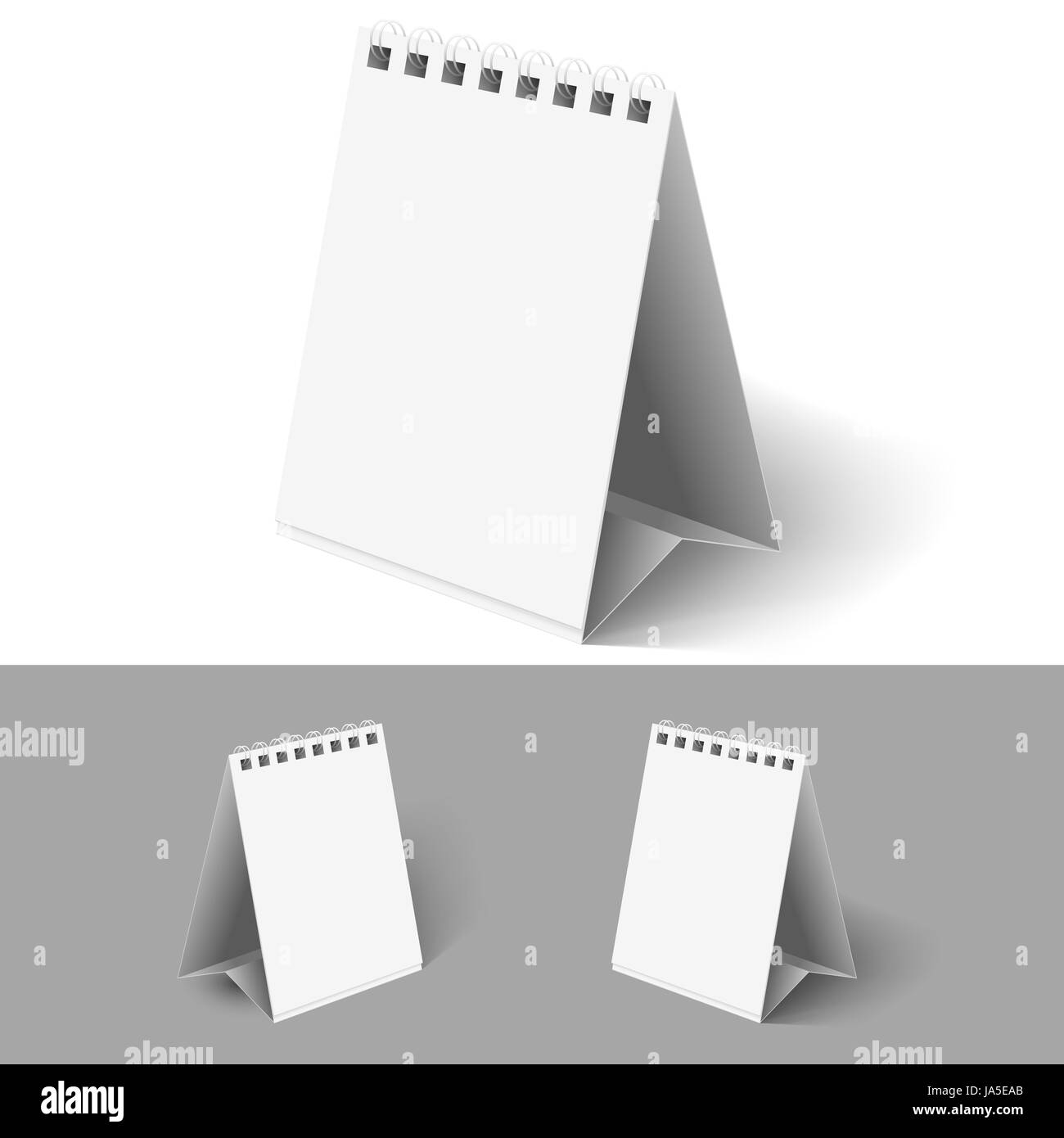 Blank table flip calendars on white and grey backgrounds Stock Photo ...