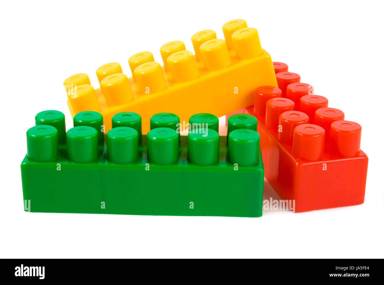 Stack of colourful building blocks isolated on a white background Stock ...