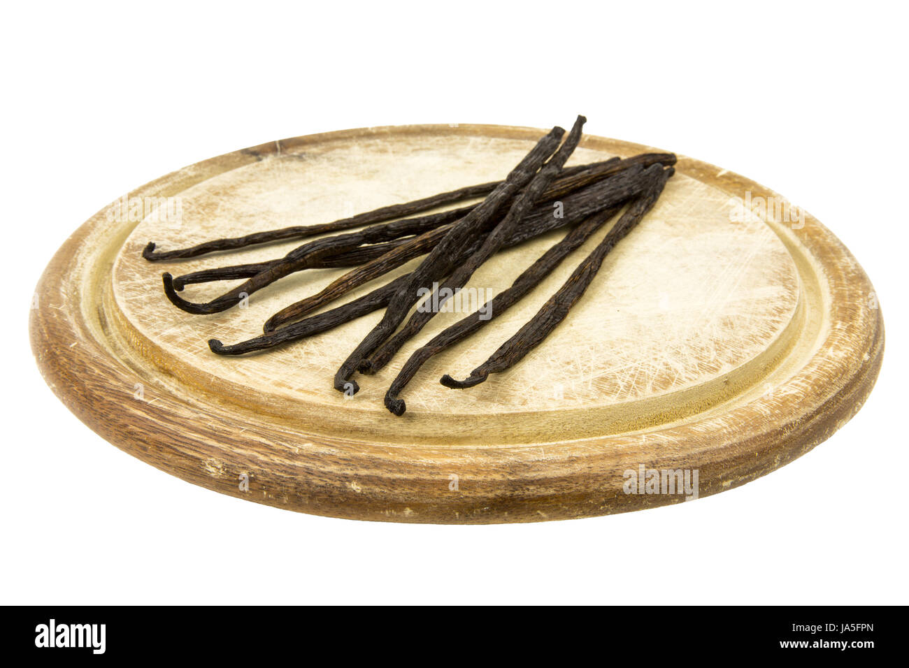 vanilla pods wooden board Stock Photo - Alamy