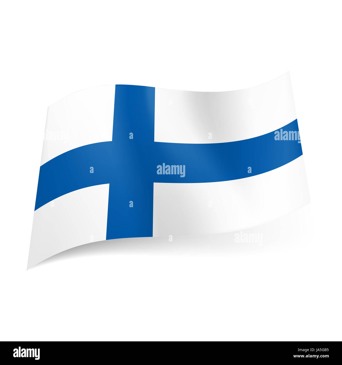 National flag of Finland: blue cross on white background Stock Photo ...