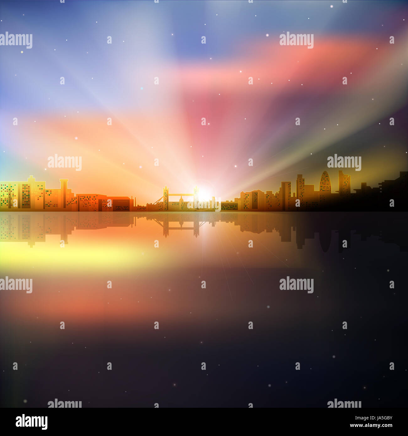 blue, tower, city, town, art, horizon, graphic, night, nighttime ...