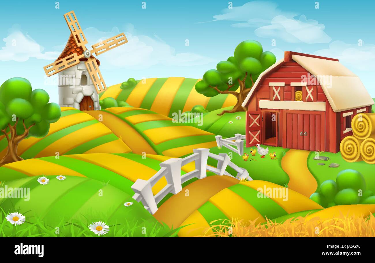 Landscape scene ranch old Stock Vector Images - Alamy