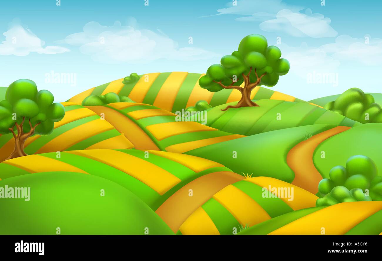 Farm field landscape. 3d vector background Stock Vector Image & Art - Alamy