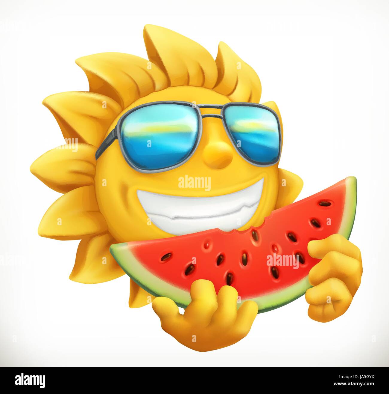 Fun summer sun with watermelon. 3d vector icon Stock Vector Image & Art ...