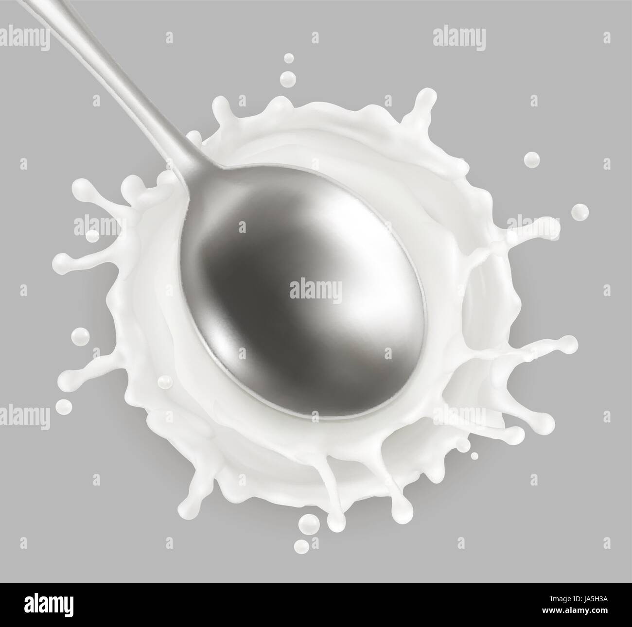 Spoon and milk splash. 3d vector icon Stock Vector Image & Art - Alamy