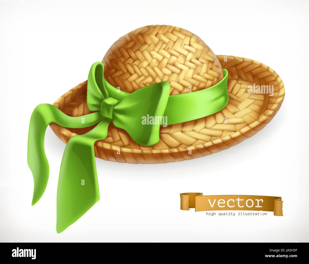 Yellow straw summer hat Stock Vector Images - Alamy