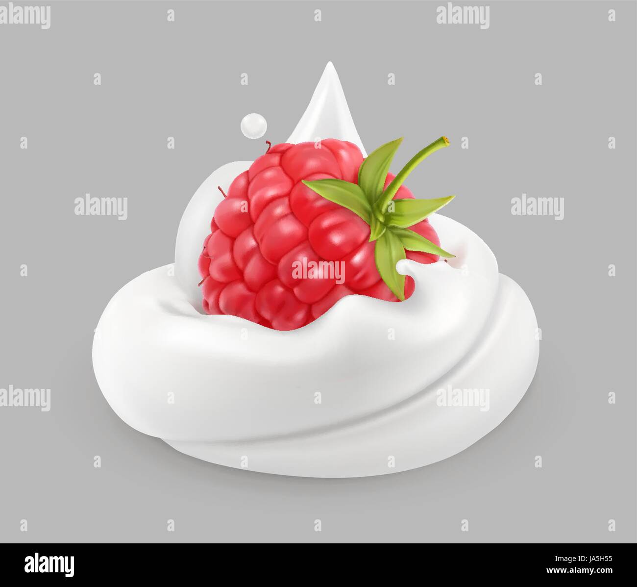 Ice cream and raspberries Stock Vector Images - Alamy