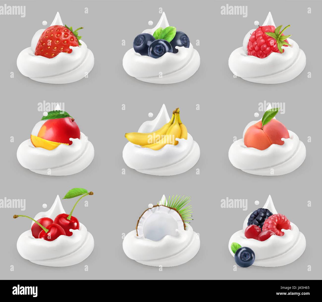 Cake strawberry ice cream fruits Stock Vector Images - Alamy