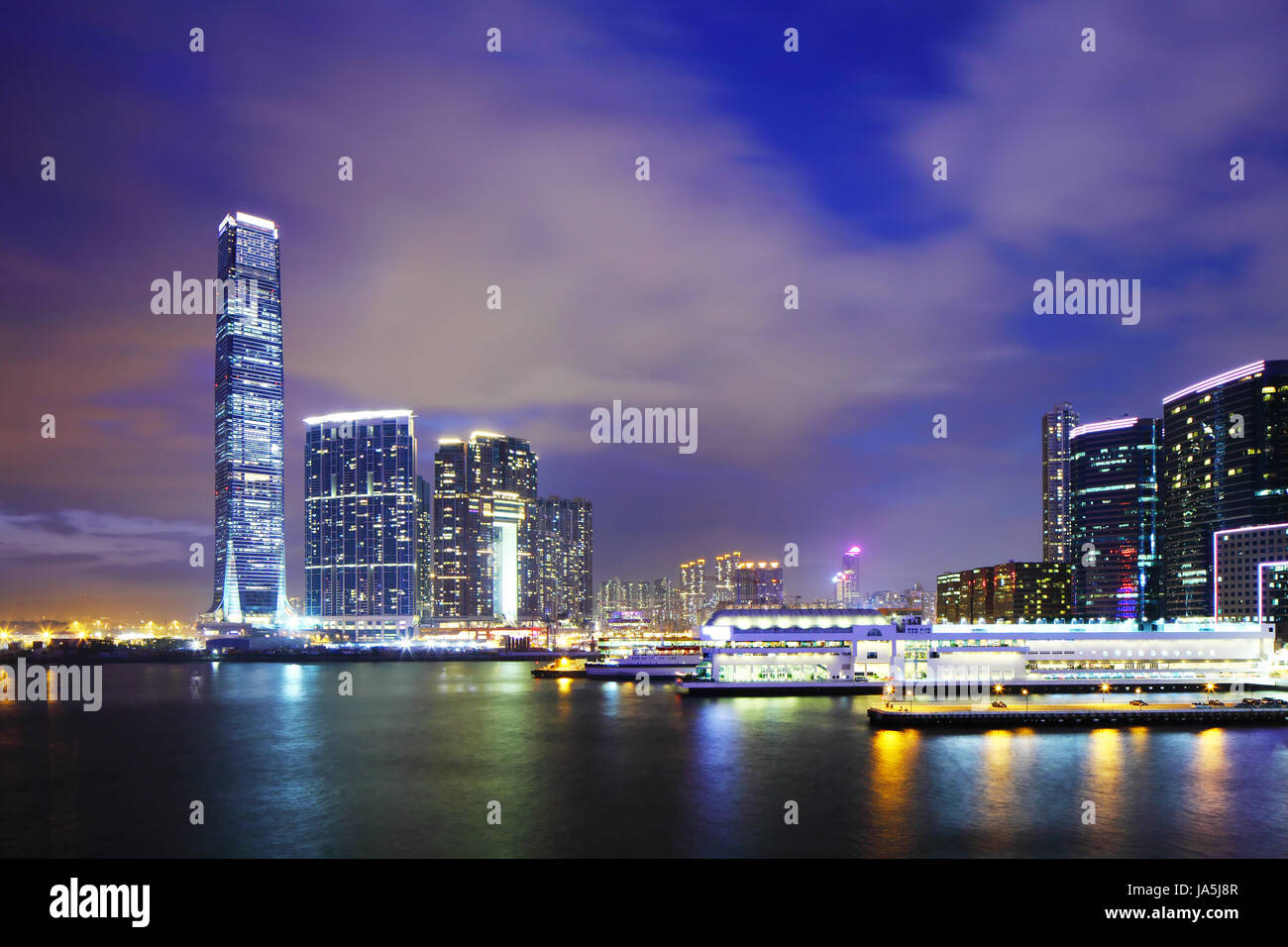 city, town, asia, night, nighttime, office building, office block ...