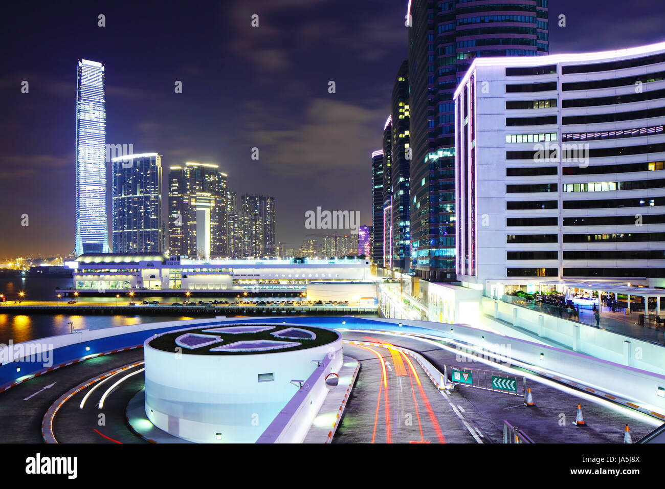 city, town, asia, night, nighttime, office building, office block ...