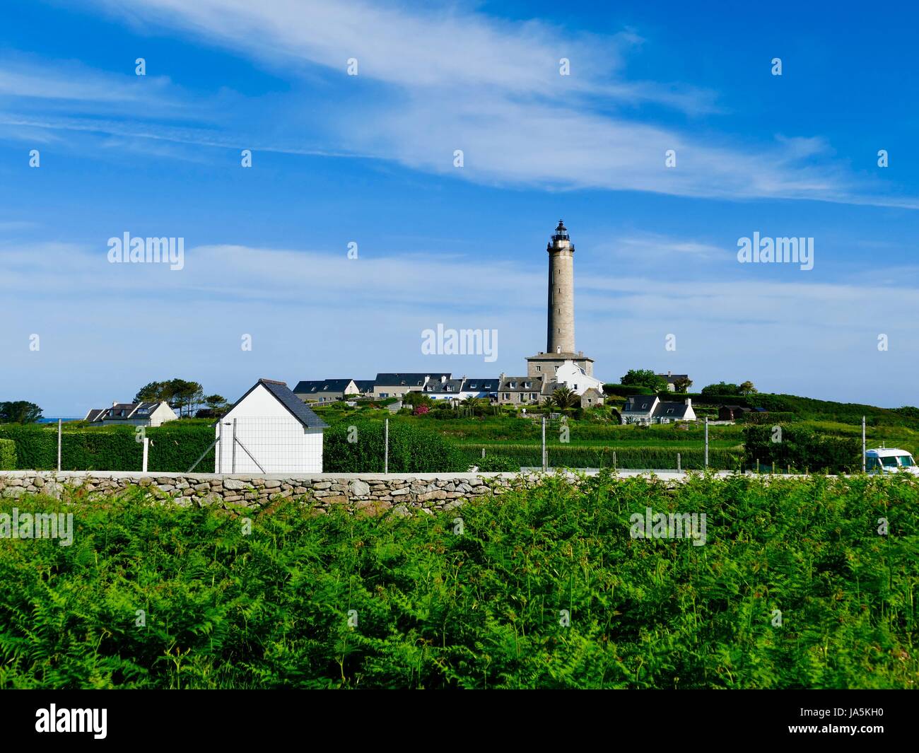 Looking across planted fields. Île de Batz, France Stock Photo - Alamy