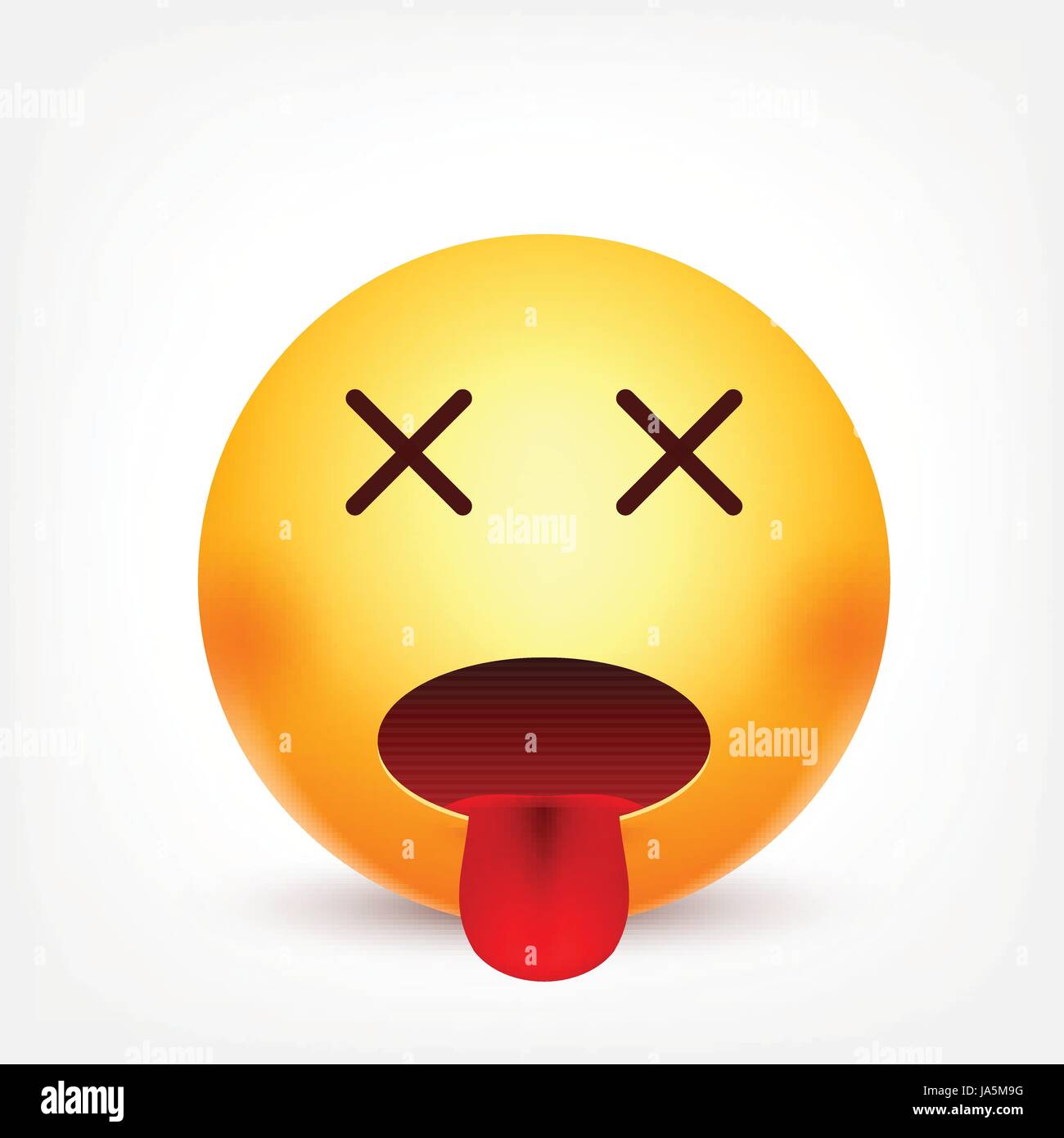 Smiley, tired emoticon. Yellow face with emotions. Facial expression ...