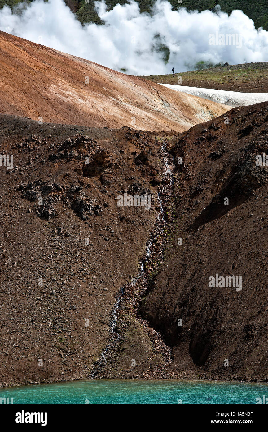 water vapor, crater, print, iceland, salt water, sea, ocean, water ...