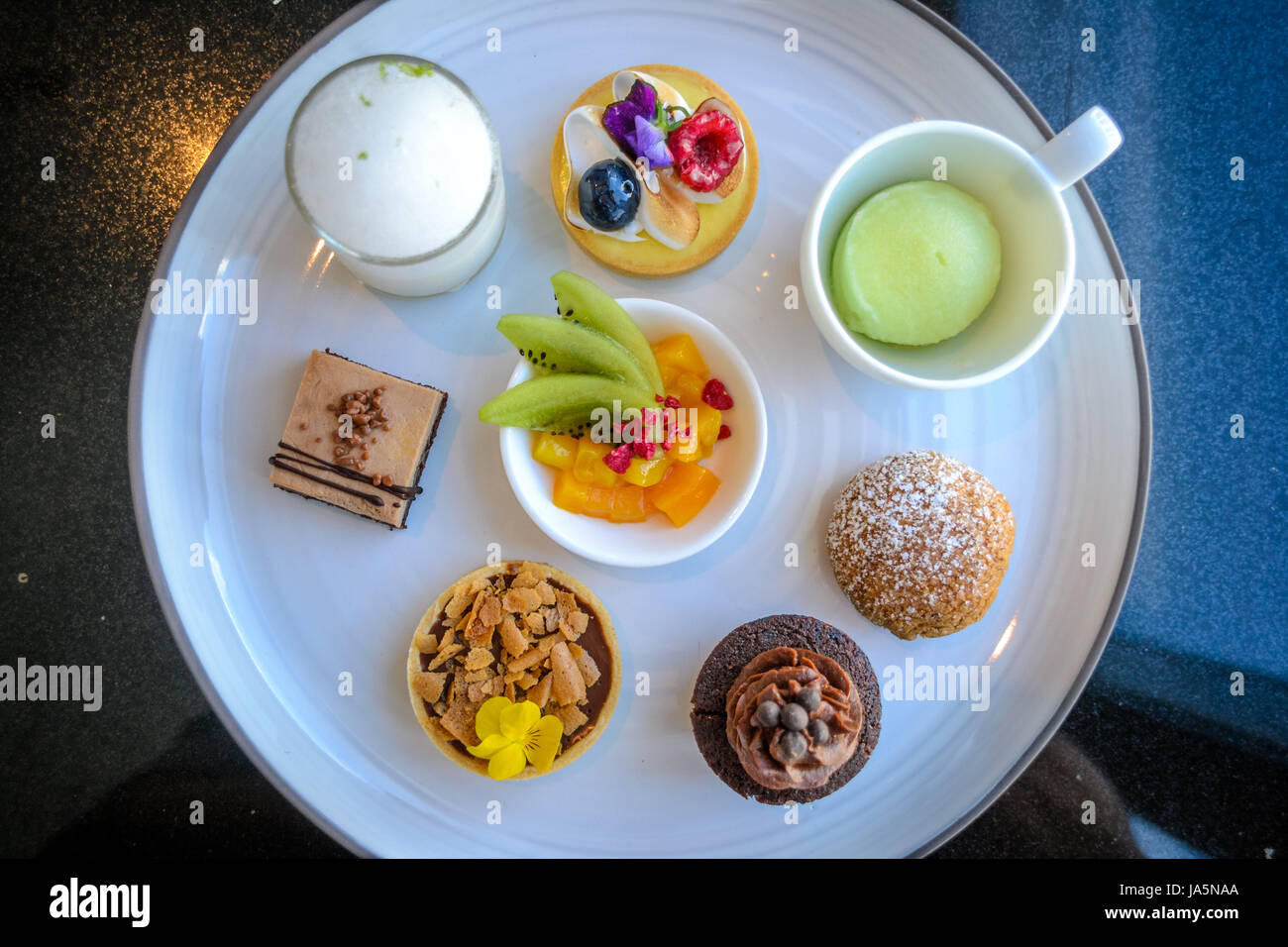 Afternoon tea and pastry dessert sweets set Stock Photo - Alamy