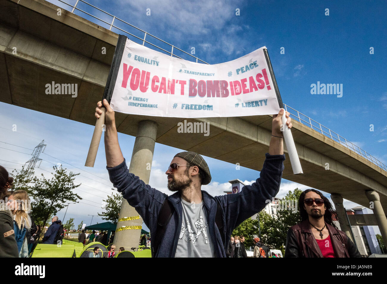 Stop the Arms Fair. Anti-war protest outside Excel Centre in east ...