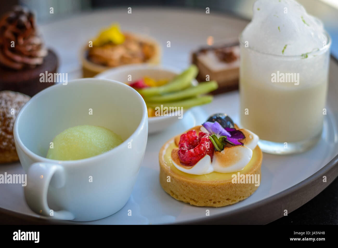Afternoon tea and pastry dessert sweets set Stock Photo - Alamy