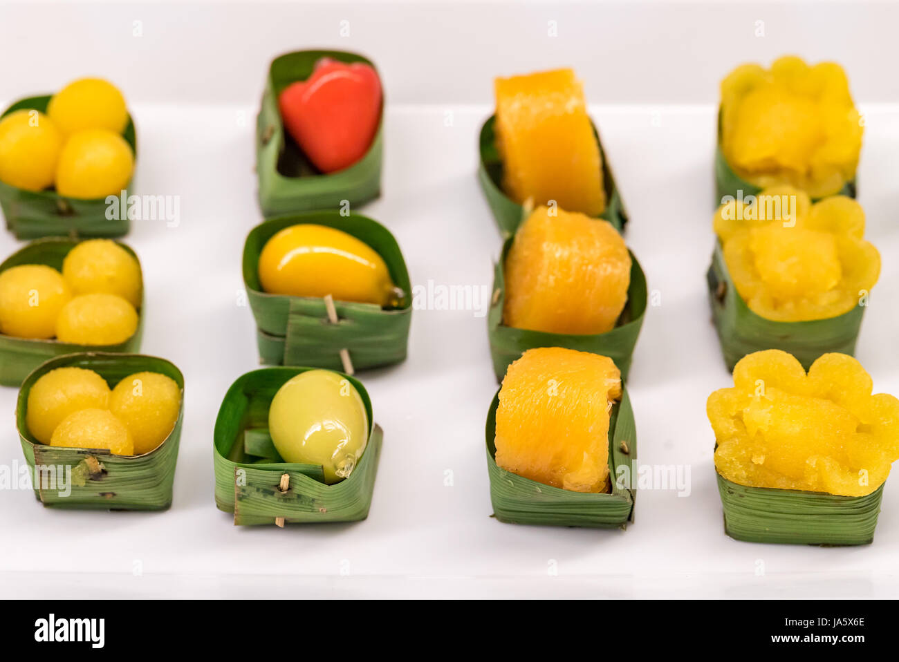 Thai sweets, or Khanom Thai Stock Photo - Alamy