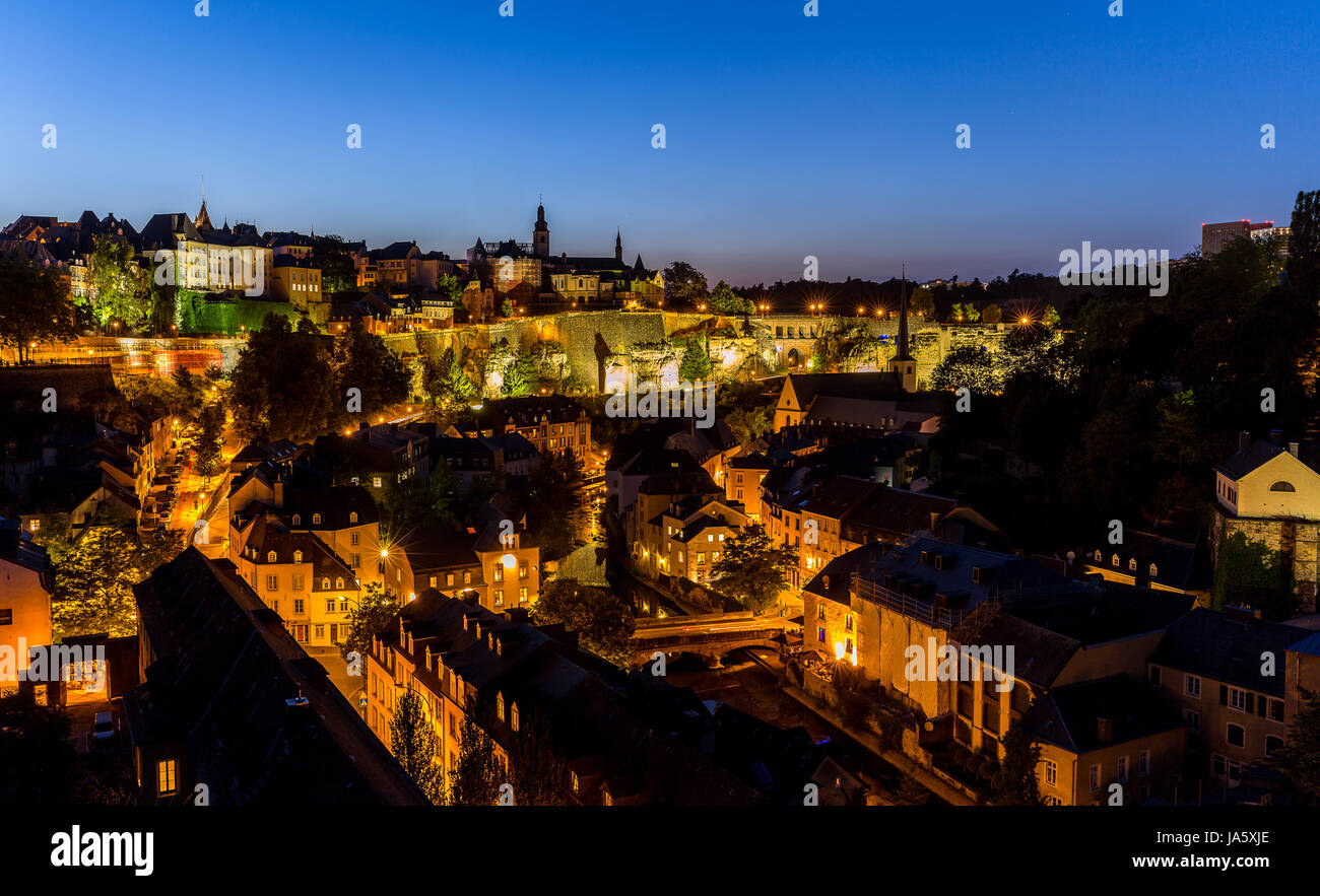 Luxembourg City sunset top view in Luxembourg Panorama Stock Photo - Alamy