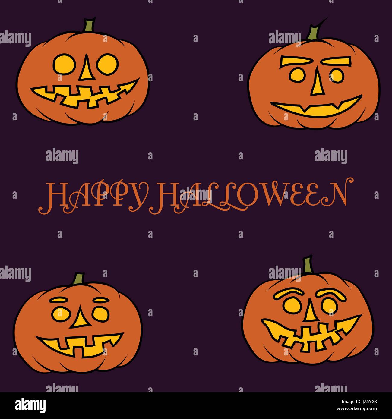 hand drawn jack-o-lantern vector background Stock Vector Image & Art ...
