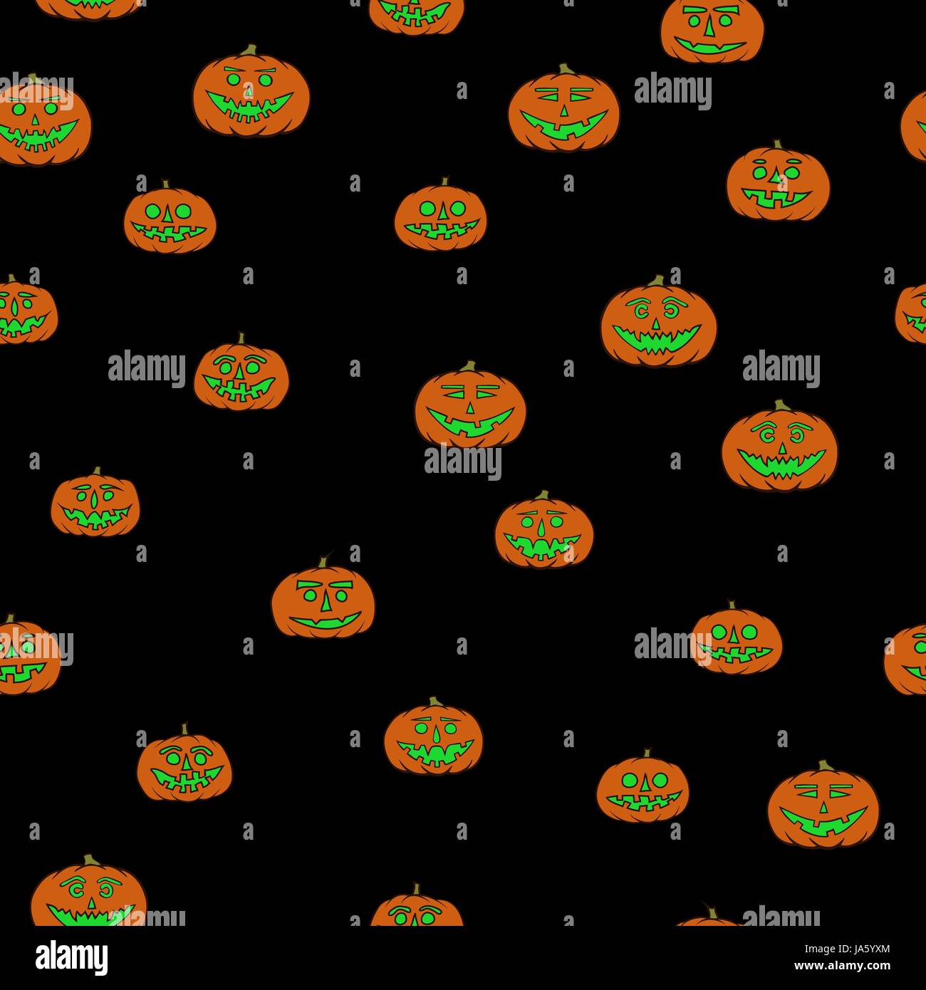 hand drawn jack-o-lantern seamless pattern - halloween background Stock ...