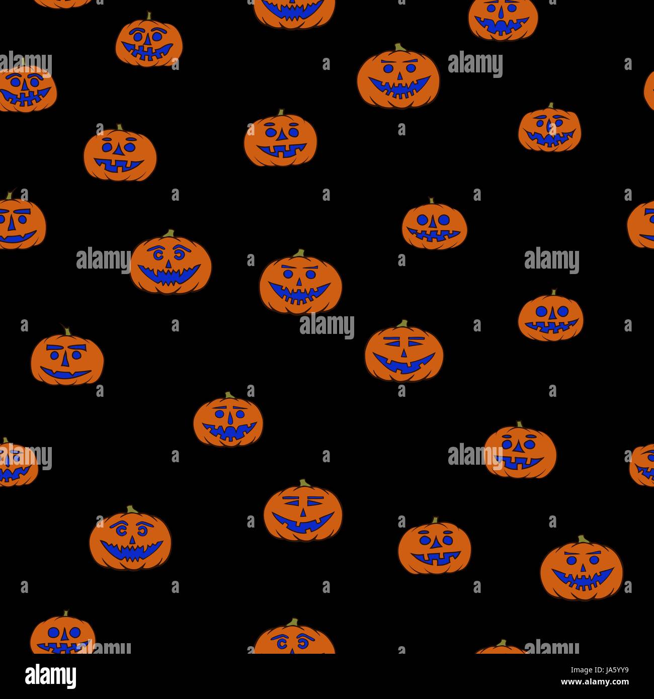 hand drawn jack-o-lantern seamless pattern - halloween background Stock ...