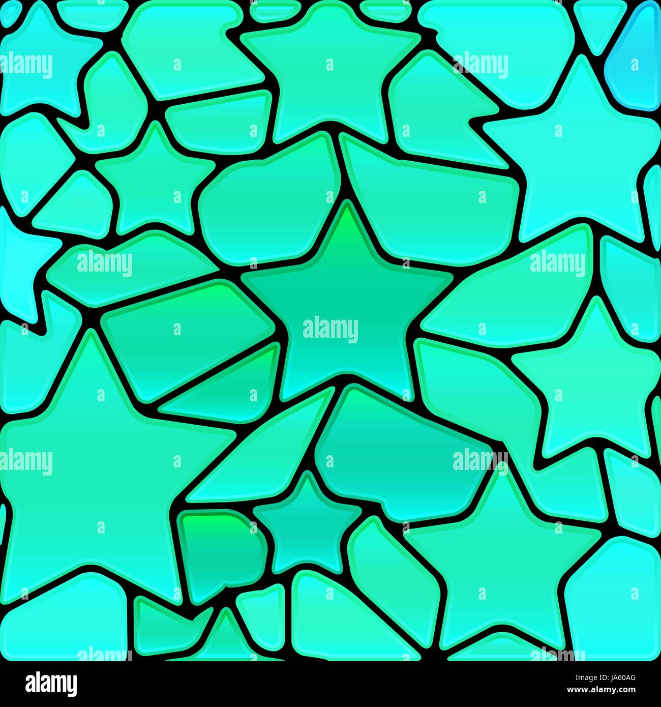 abstract vector stained-glass mosaic background - teal stars Stock ...
