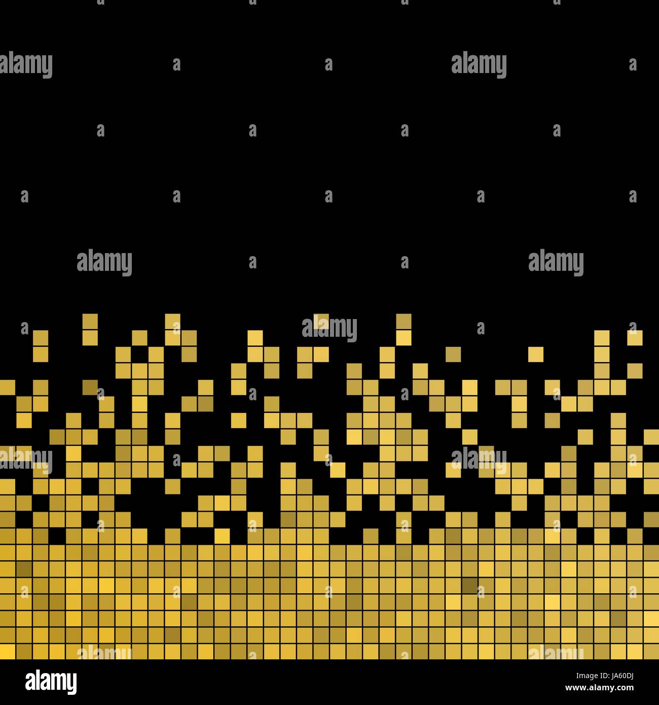 abstract vector square pixel mosaic background - yellow on black ...