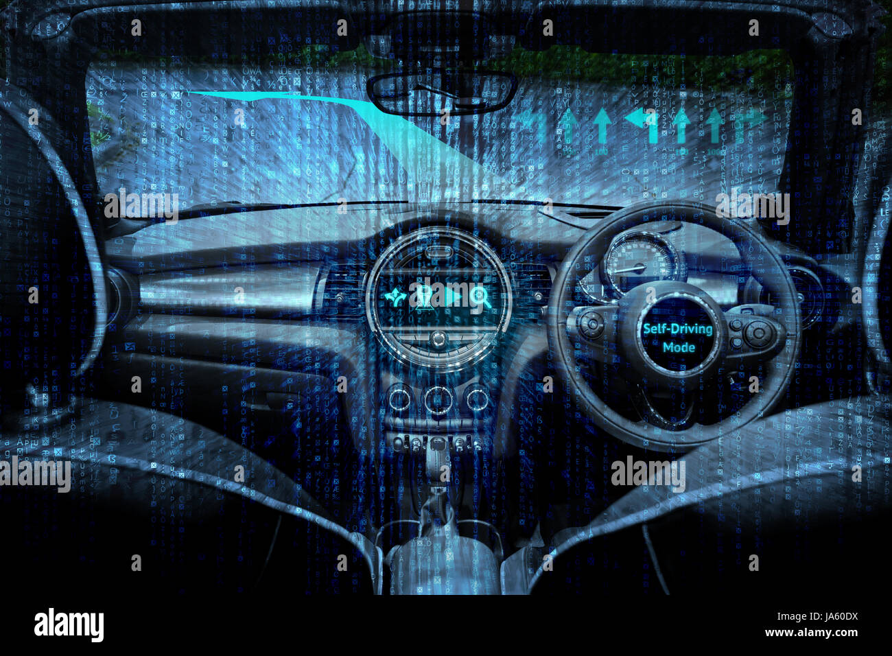 Smart car (HUD) and augmented reality navigation technology concept ...