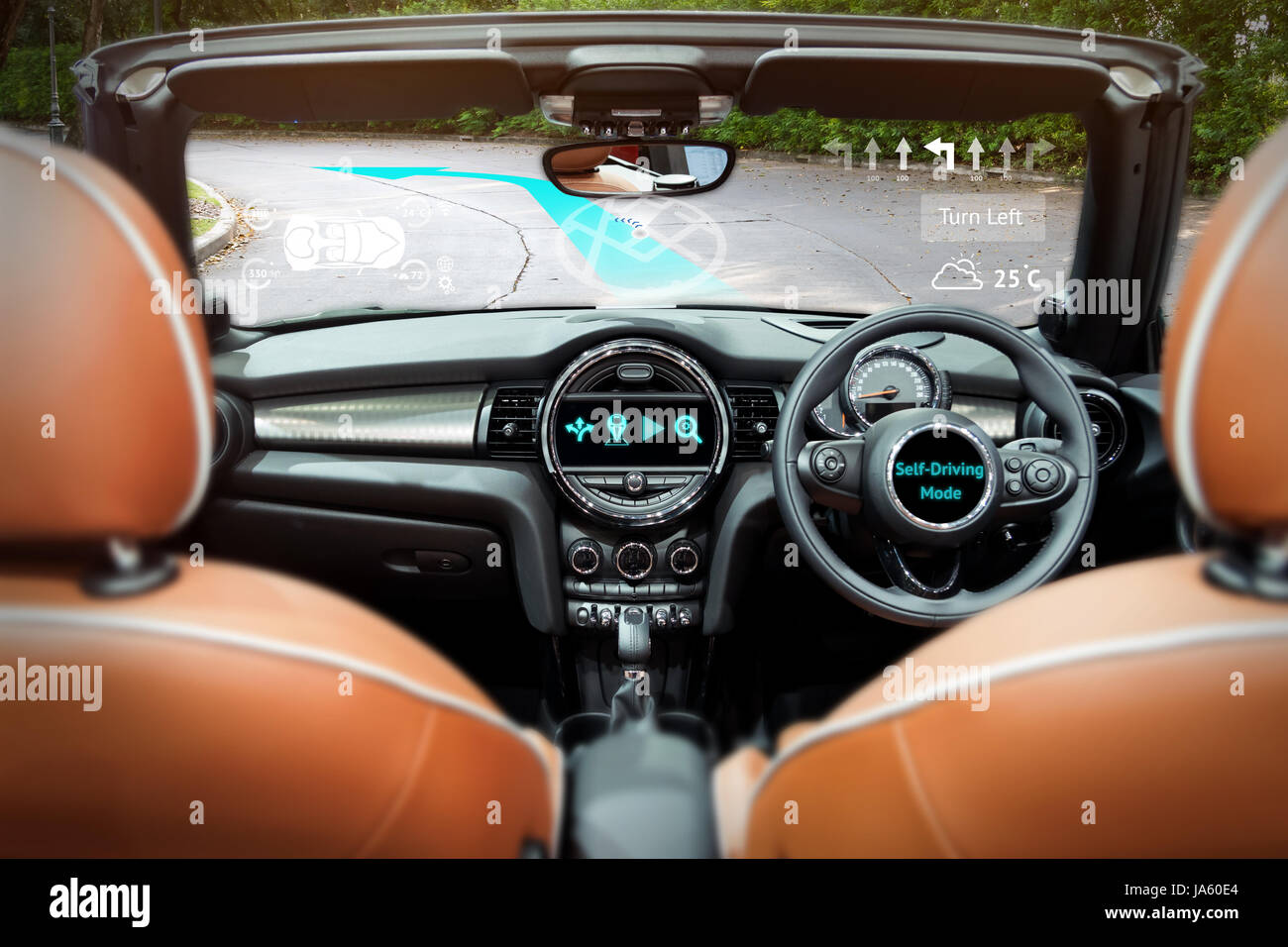 Smart car (HUD) and augmented reality navigation technology concept ...