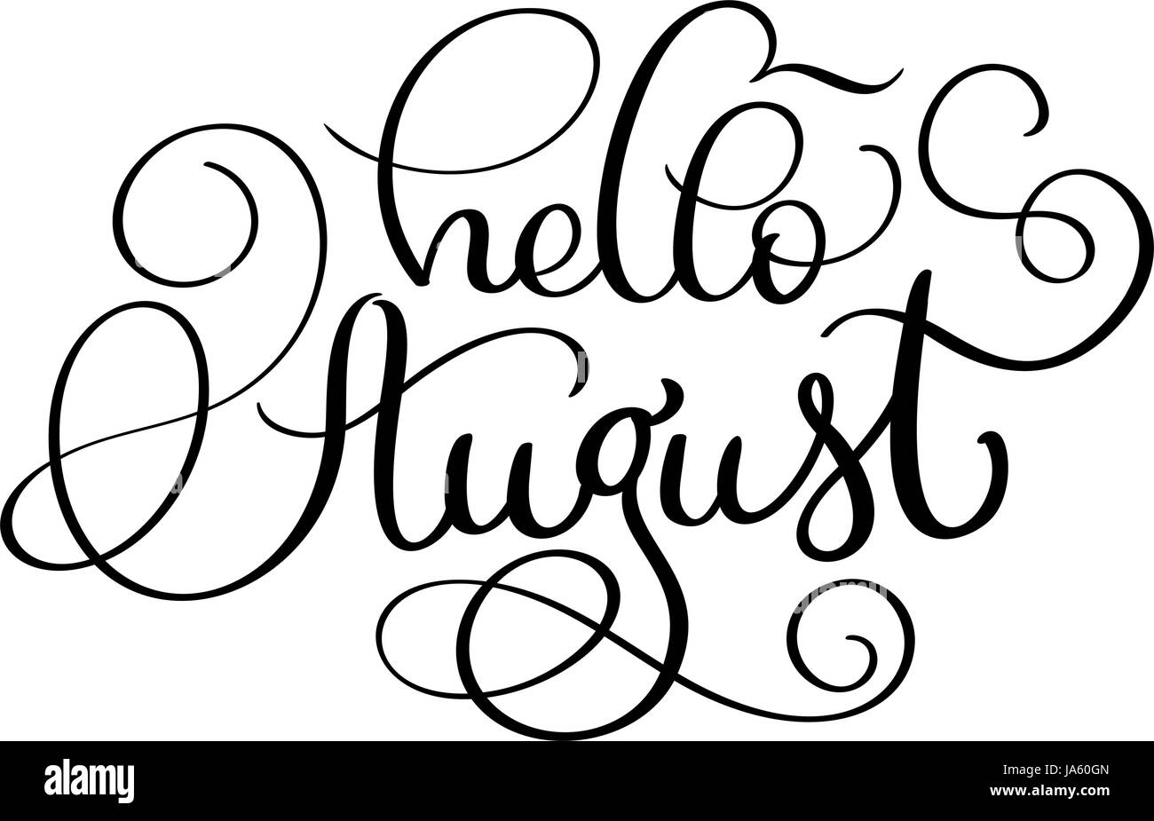 Hello August text on white background. Vintage Hand drawn Calligraphy ...