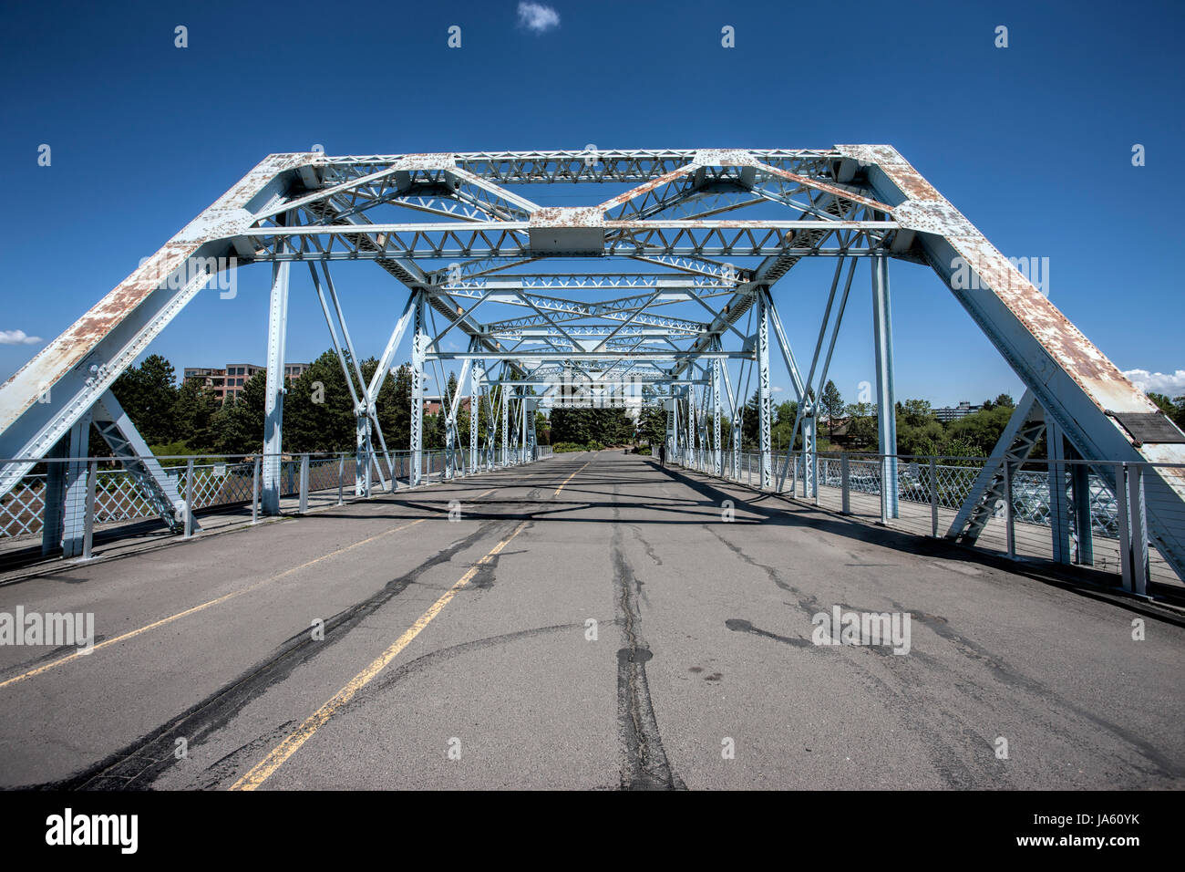 Steel beams of a bridge in Riverfront Park in Spokane, Washington Stock ...